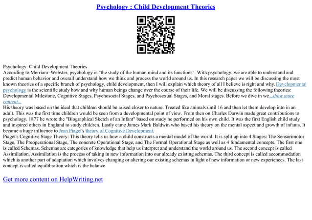 Developmental Theories Of Child Development | PDF | Daycare and Pre ...
