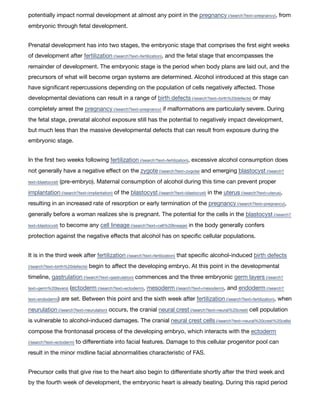 Developmental Timeline of Alcohol- Induced Birth Defects | PDF