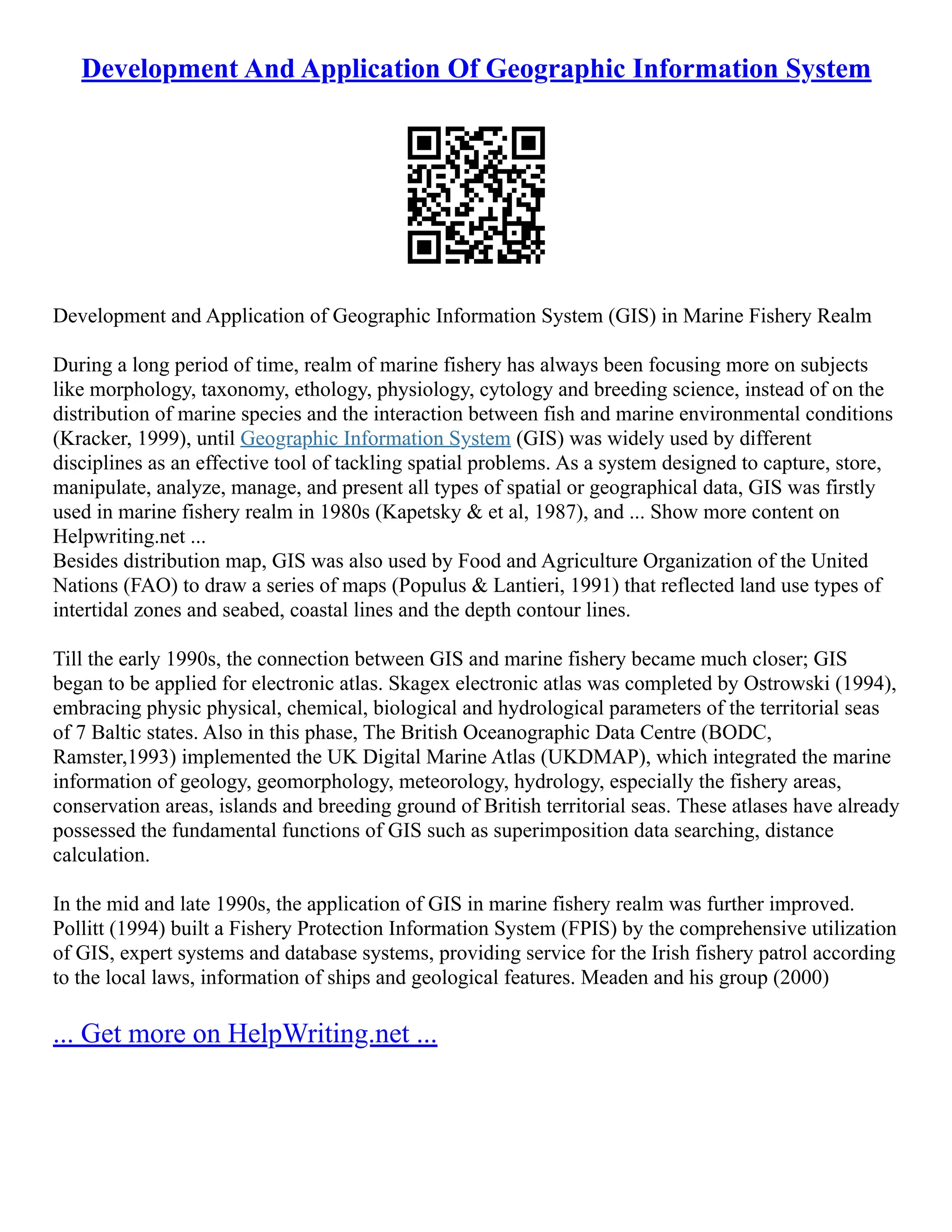Development And Application Of Geographic Information System | PDF