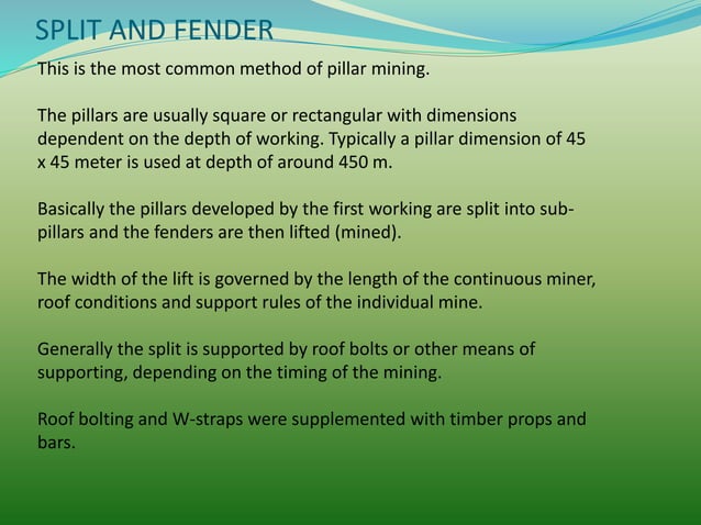 Development and depillaring with continuous miner | PPT