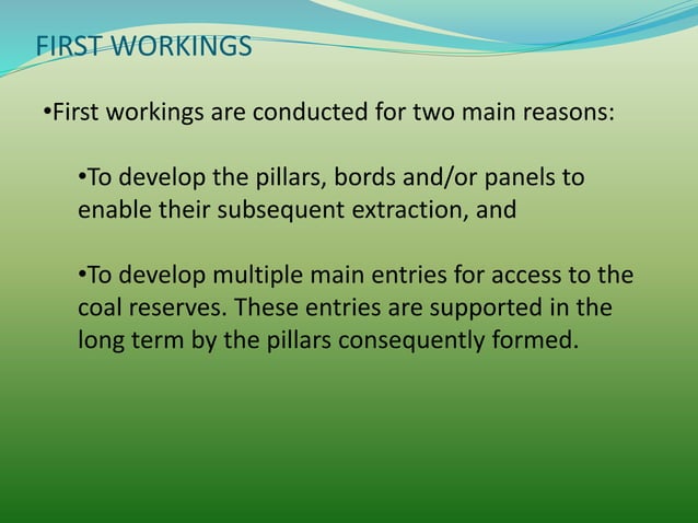 Development and depillaring with continuous miner | PPT