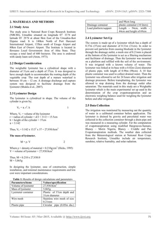 Development and evaluation of a weighable lysimeter to determine crop ...