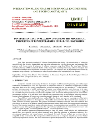 Development and evaluation of some of the mechanical properties of kenaf polyester cellulose ...