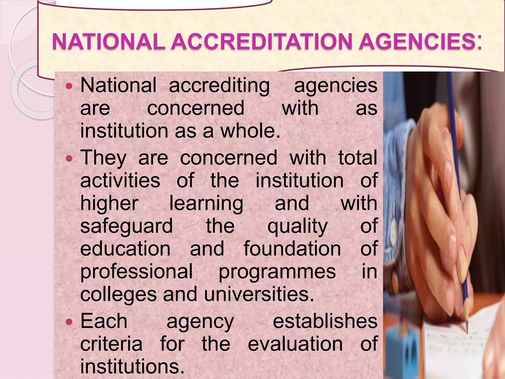 DEVELOPMENT AND MAINTENANCE OF STANDARDS ,ACCREDITATION (2).pptx