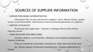 SUPPLIER SELECTION AND DEVELOPMENT | PPTX