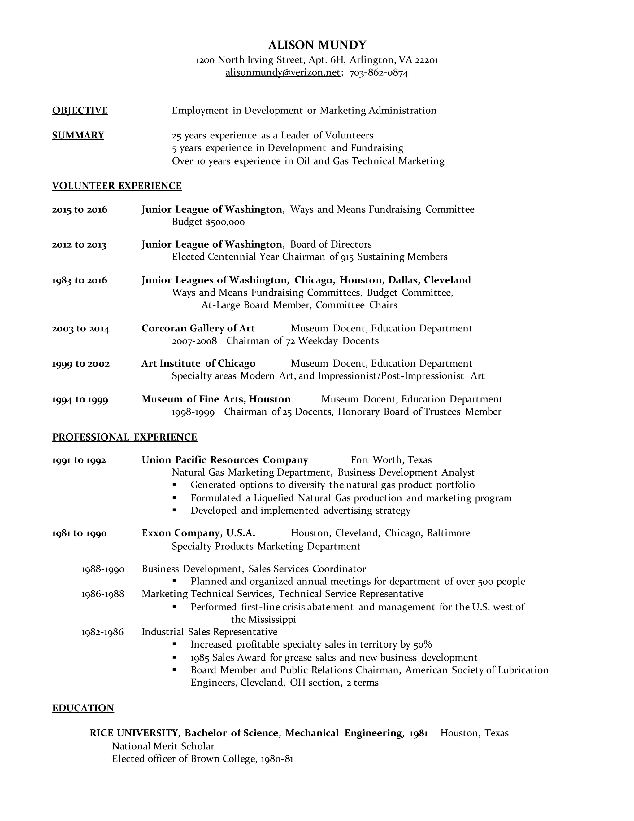 Development and Marketing Resume Alison 2016 | DOCX