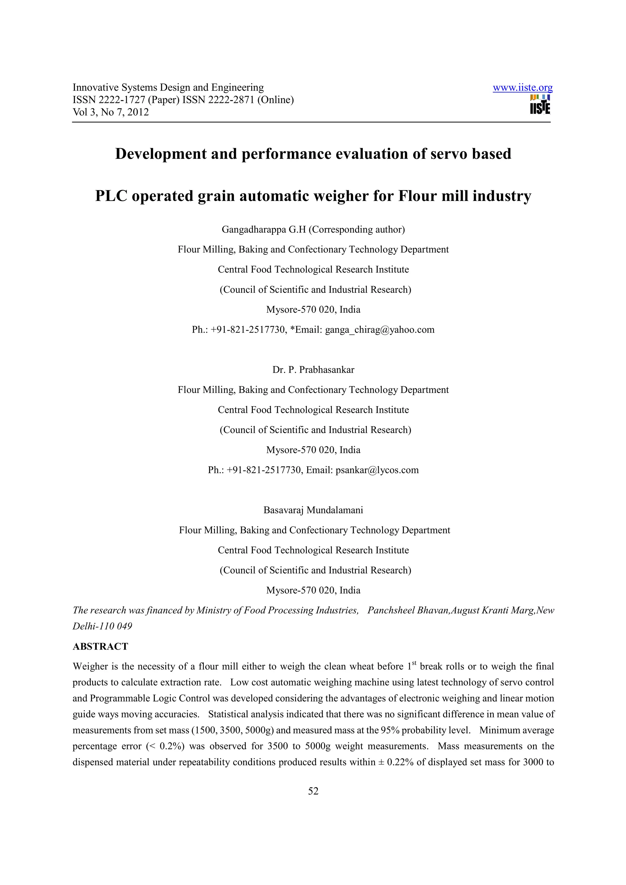 Development and performance evaluation of servo based | PDF