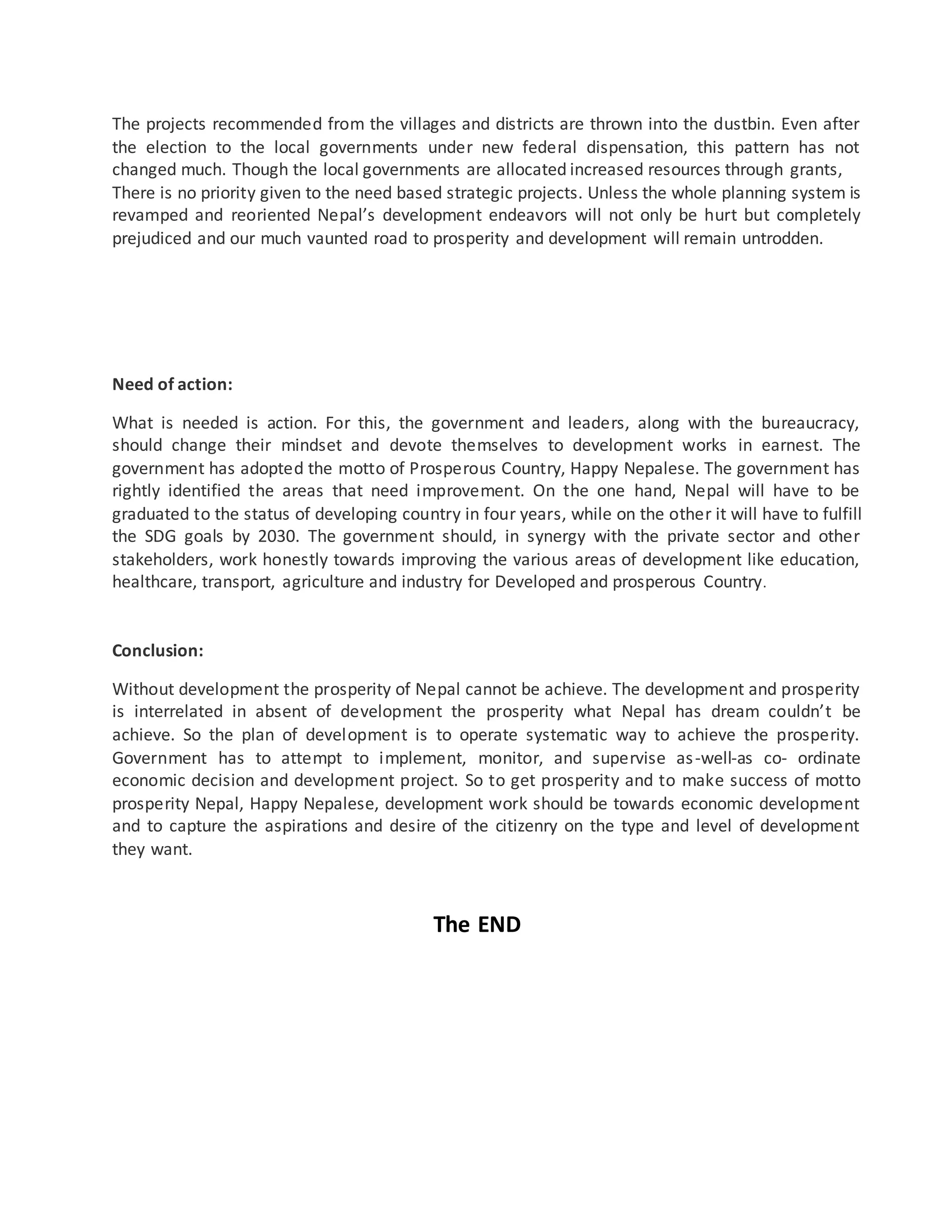 Development and prosperity of nepal | DOCX