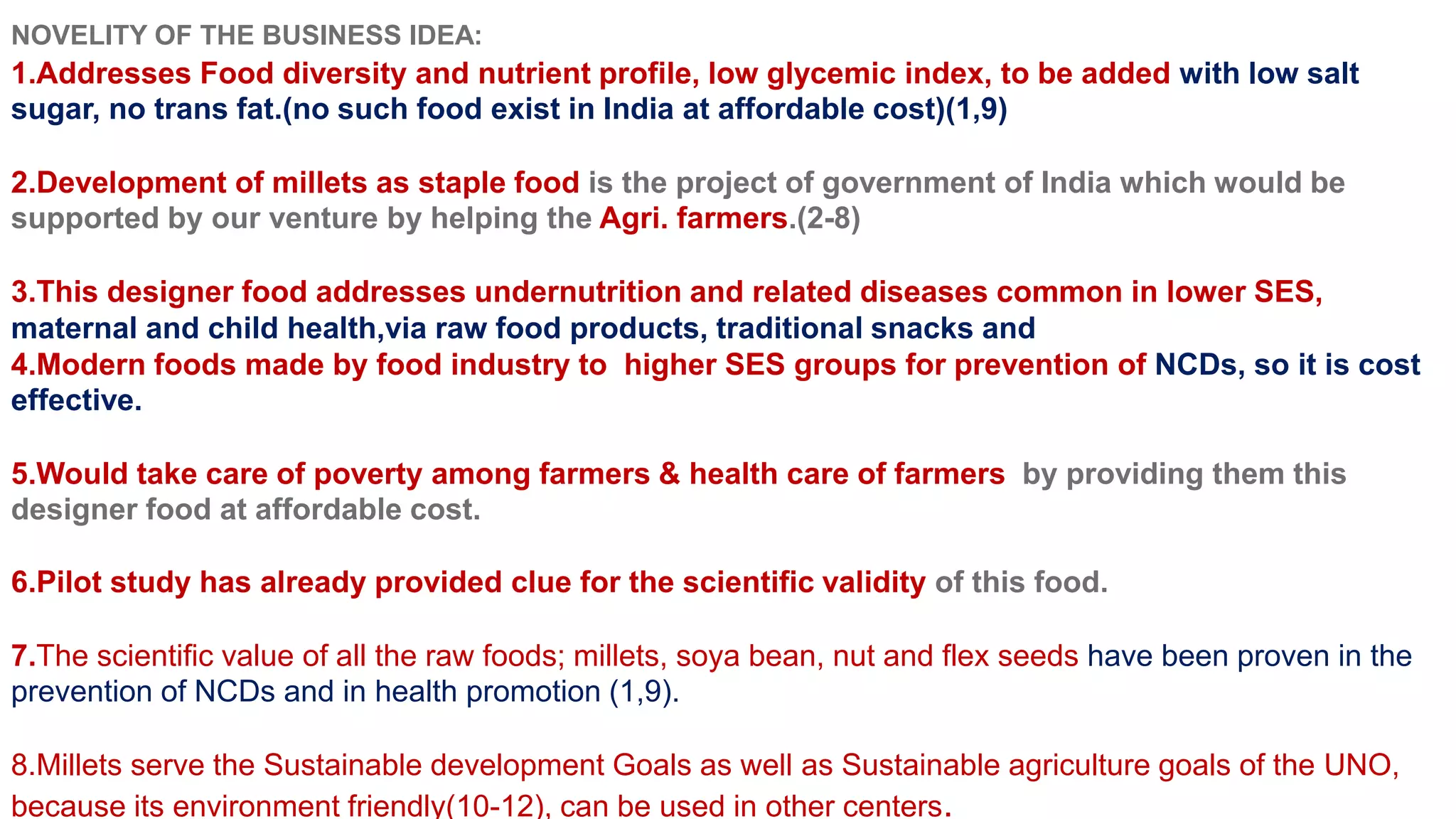 Development and study of millet based designer food | PPTX