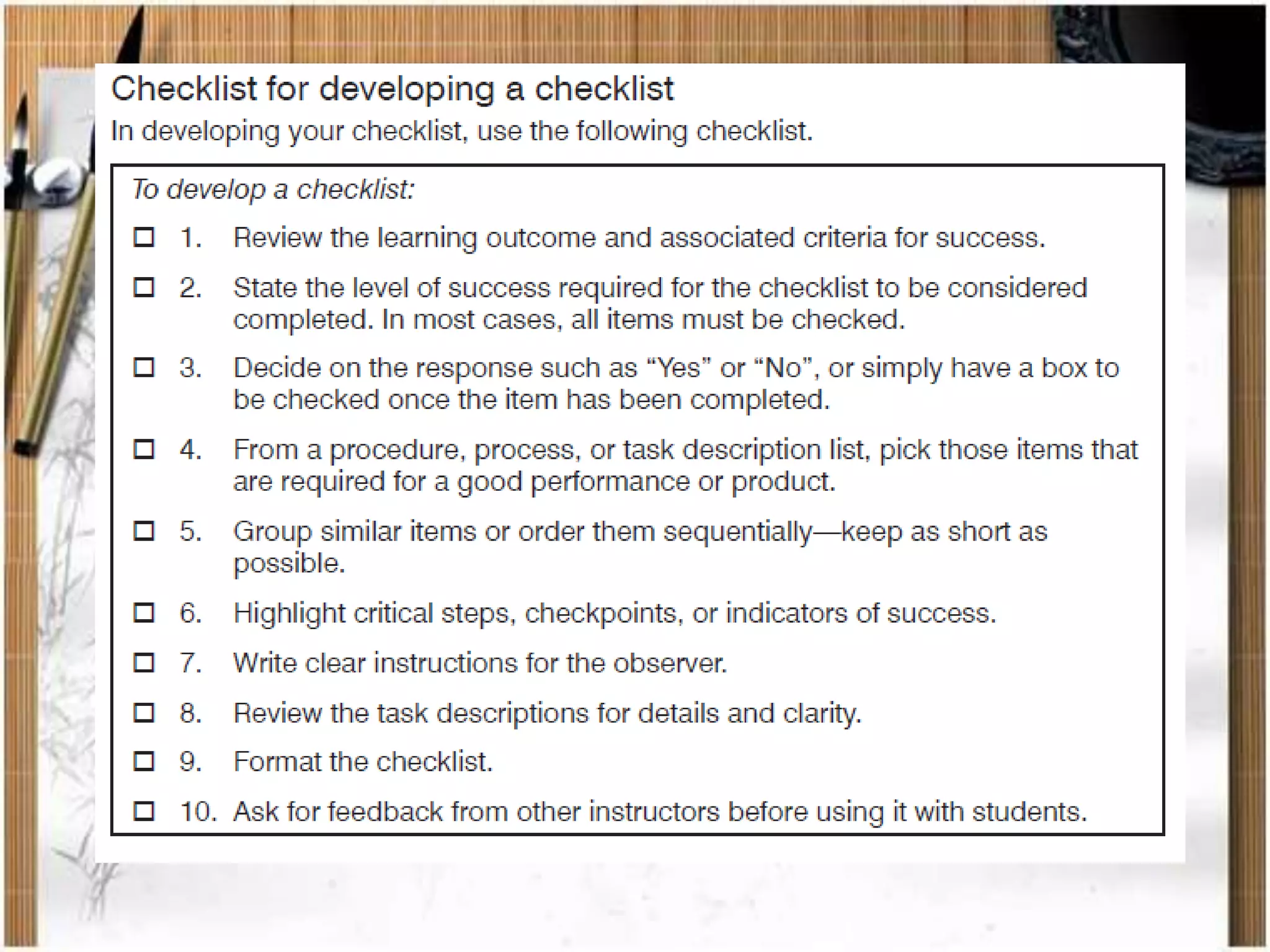 Development and use of the checklist | PPTX