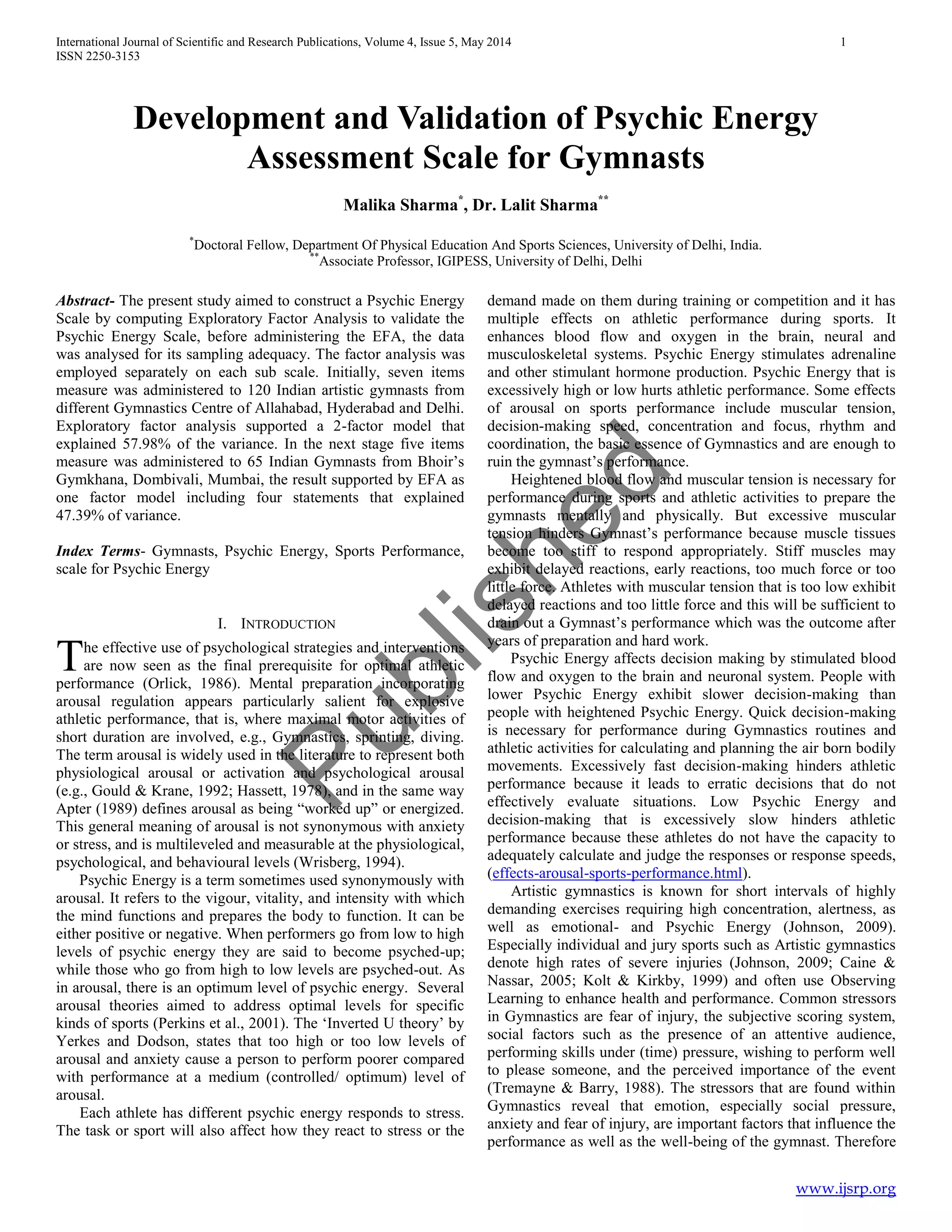Development and validation of psychic energy | PDF