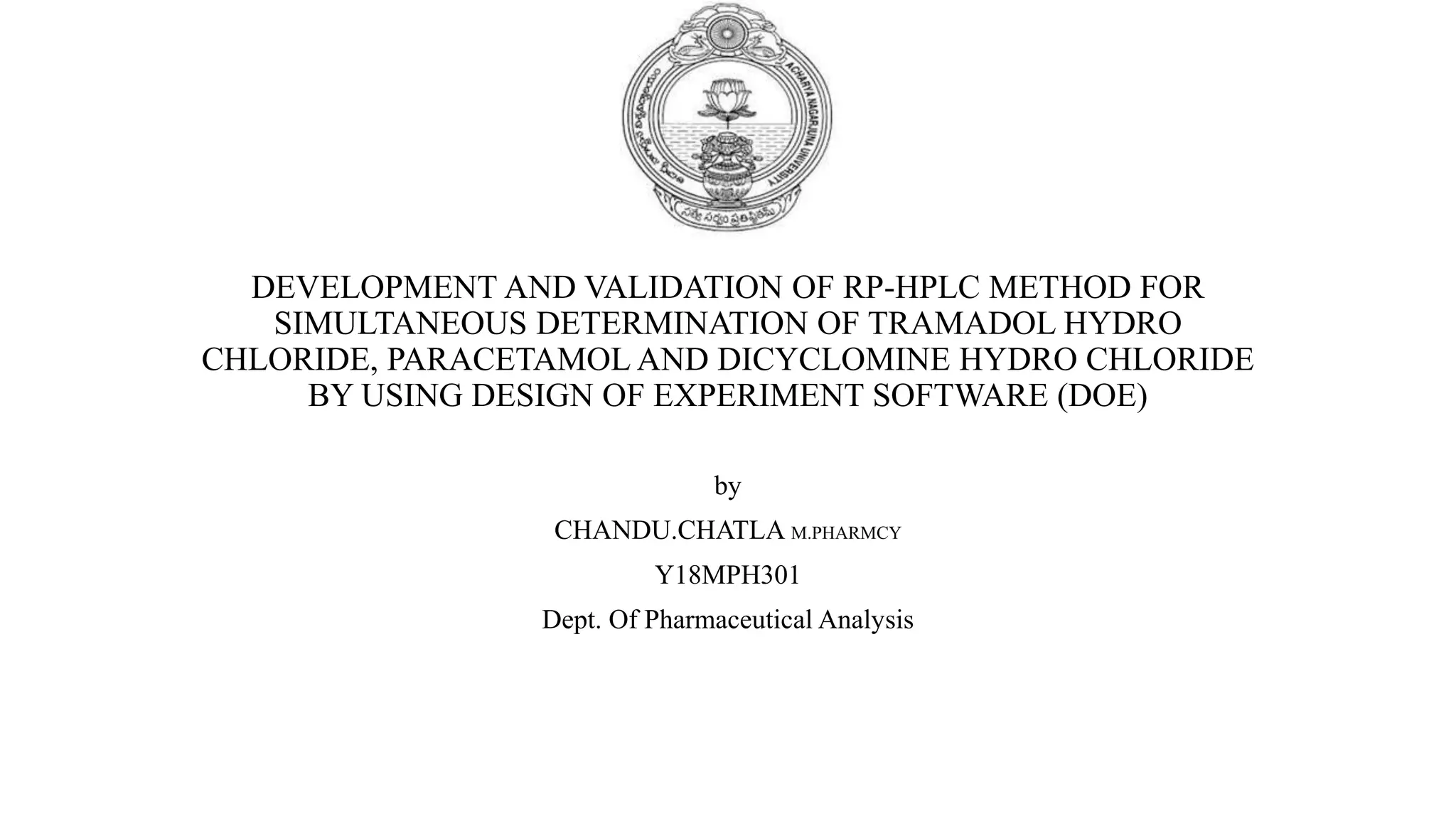 Development And Validation Of Rp Hplc Method For Simultaneous Ppt
