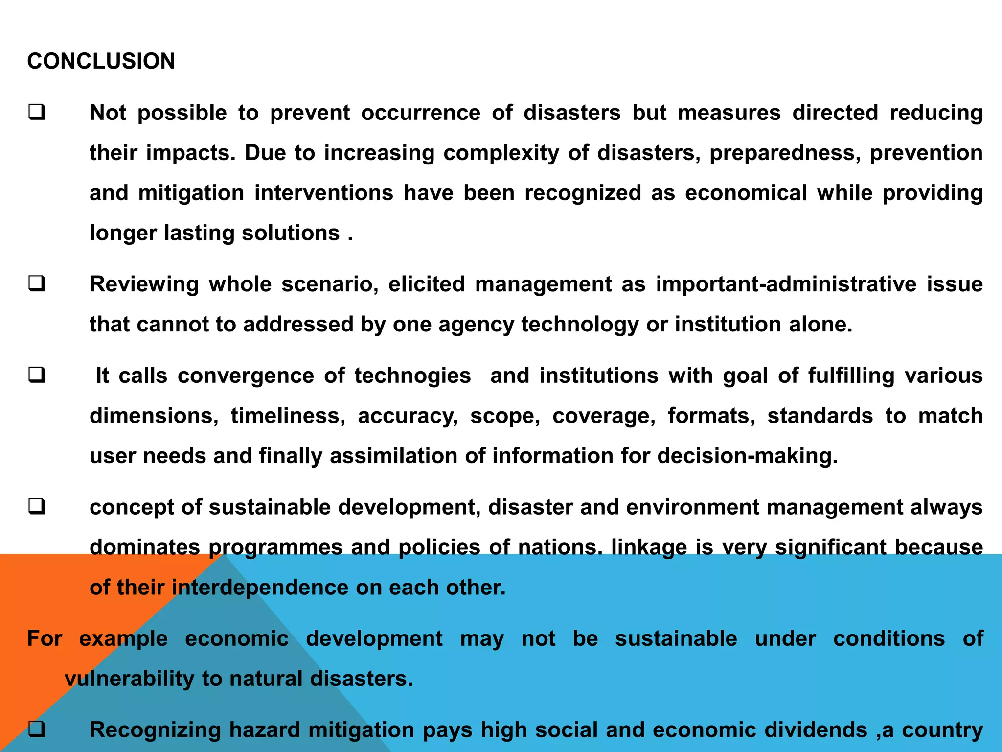 Development approaches to disaster management and risk management | PPTX