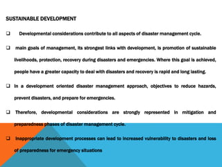 Development approaches to disaster management and risk management | PPTX