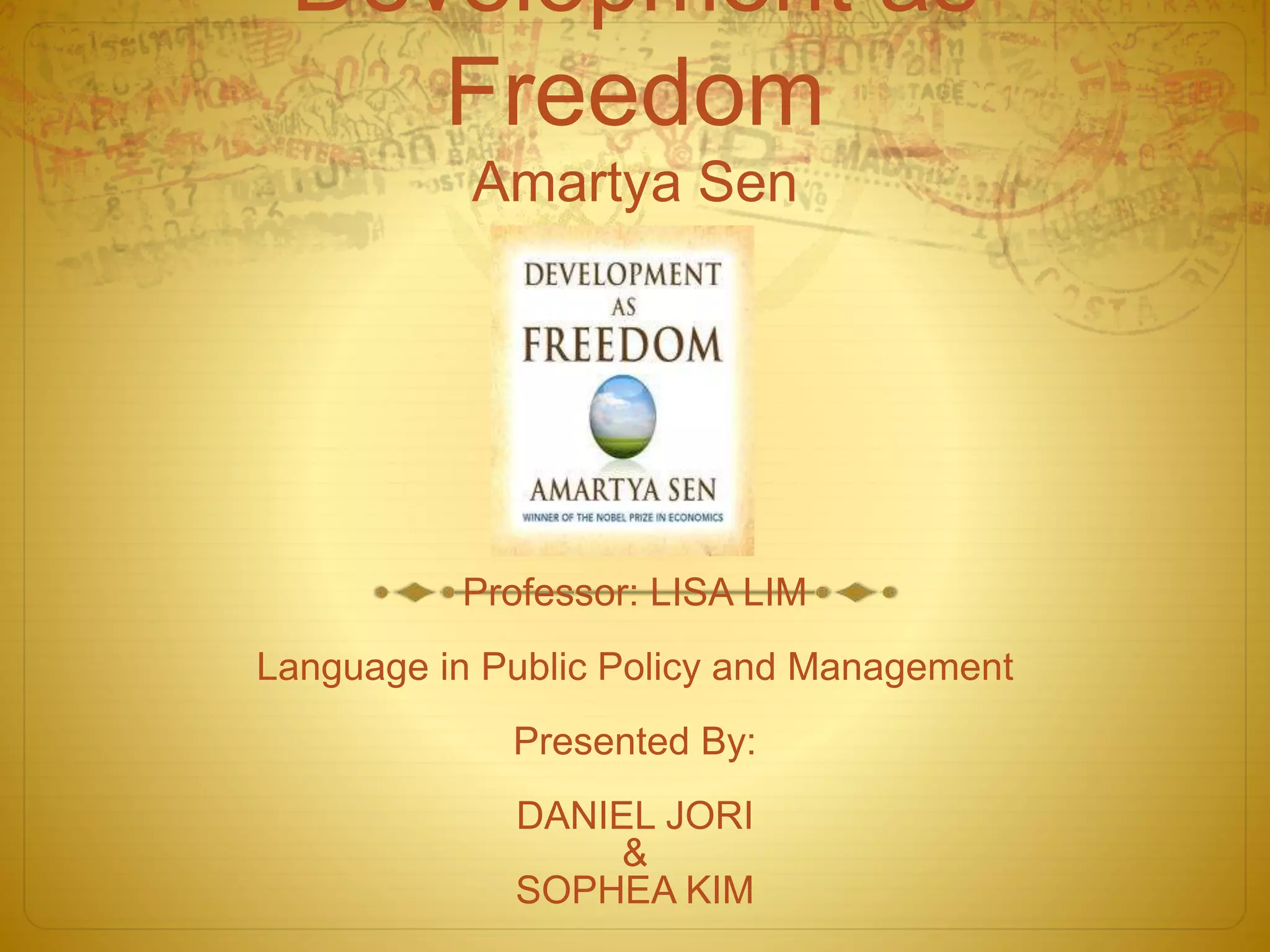 Development as freedom slide presentation | PPTX