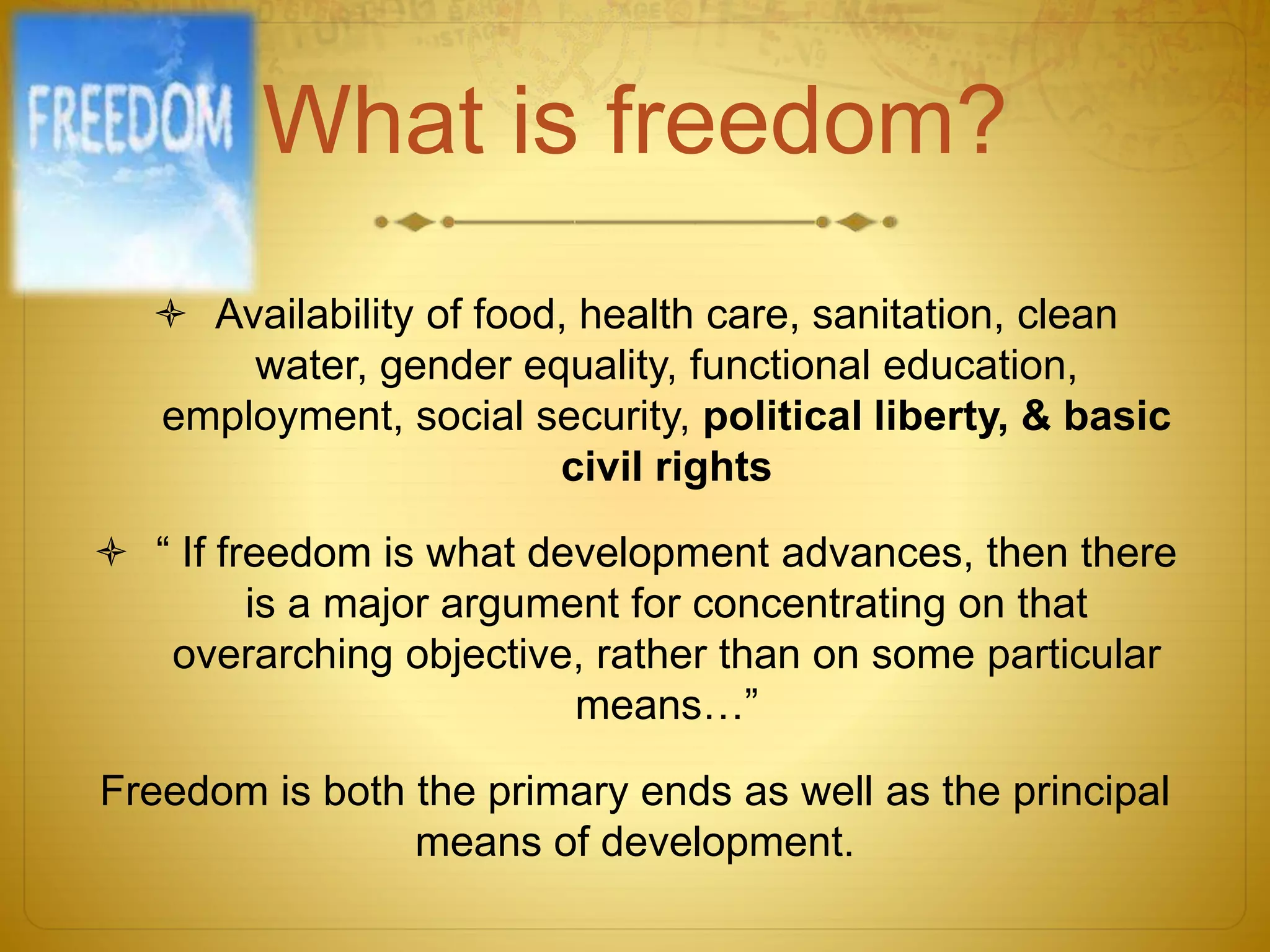 Development as freedom slide presentation | PPTX