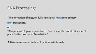 Development biology (rna processing and translational regulation of ...