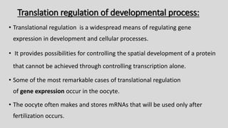 Development biology (rna processing and translational regulation of ...
