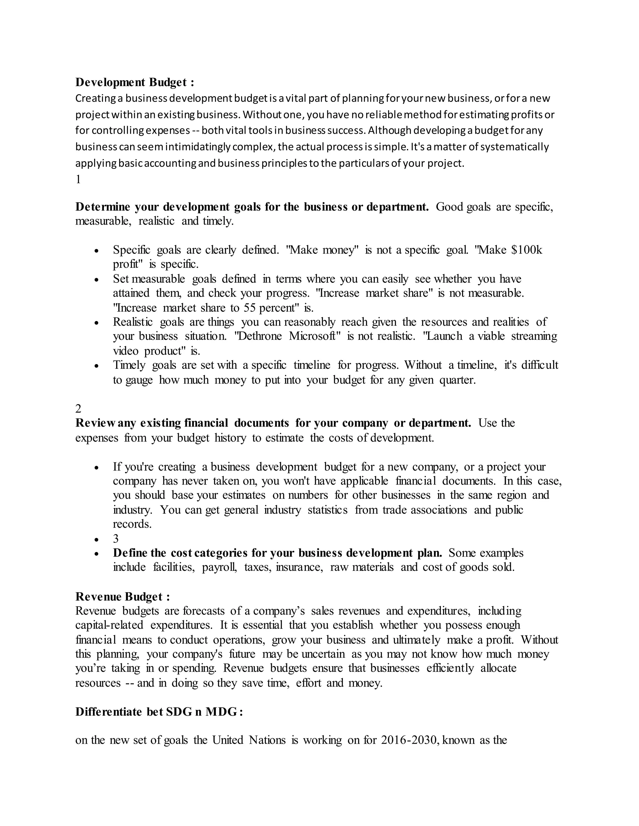 Development budget | DOCX