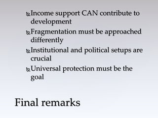 Development challenges of income support and social protection | PPTX