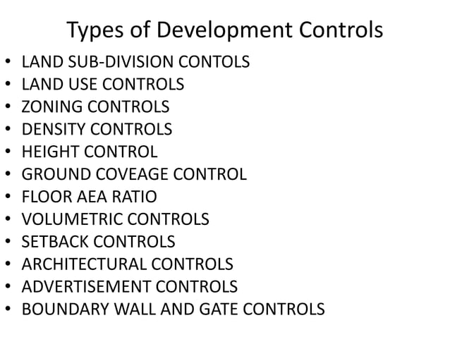 What are Development controls | PPTX | Developmental Sites | Real Estate