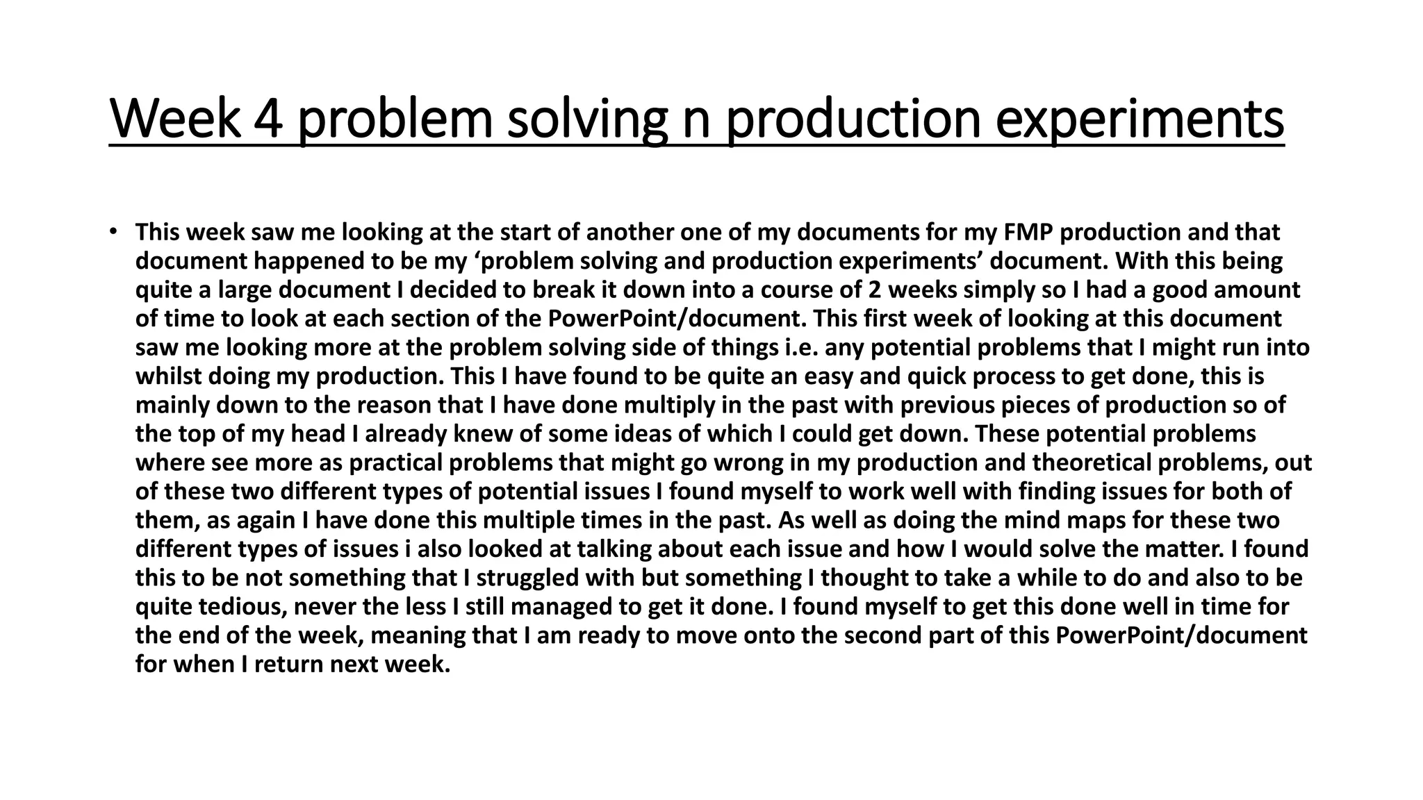 FMP-Development diaries | PPT