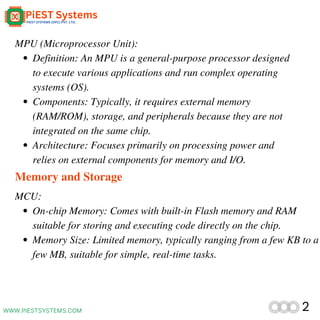 Development Differences Between MCU and MPU | PDF