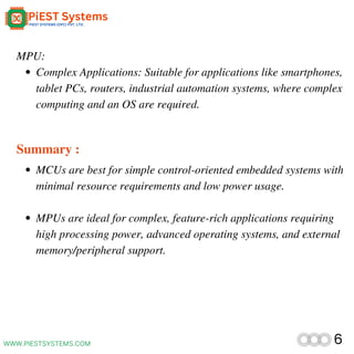 Development Differences Between MCU and MPU | PDF