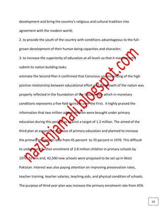 Development of eduation first four plans of pakistan | PDF