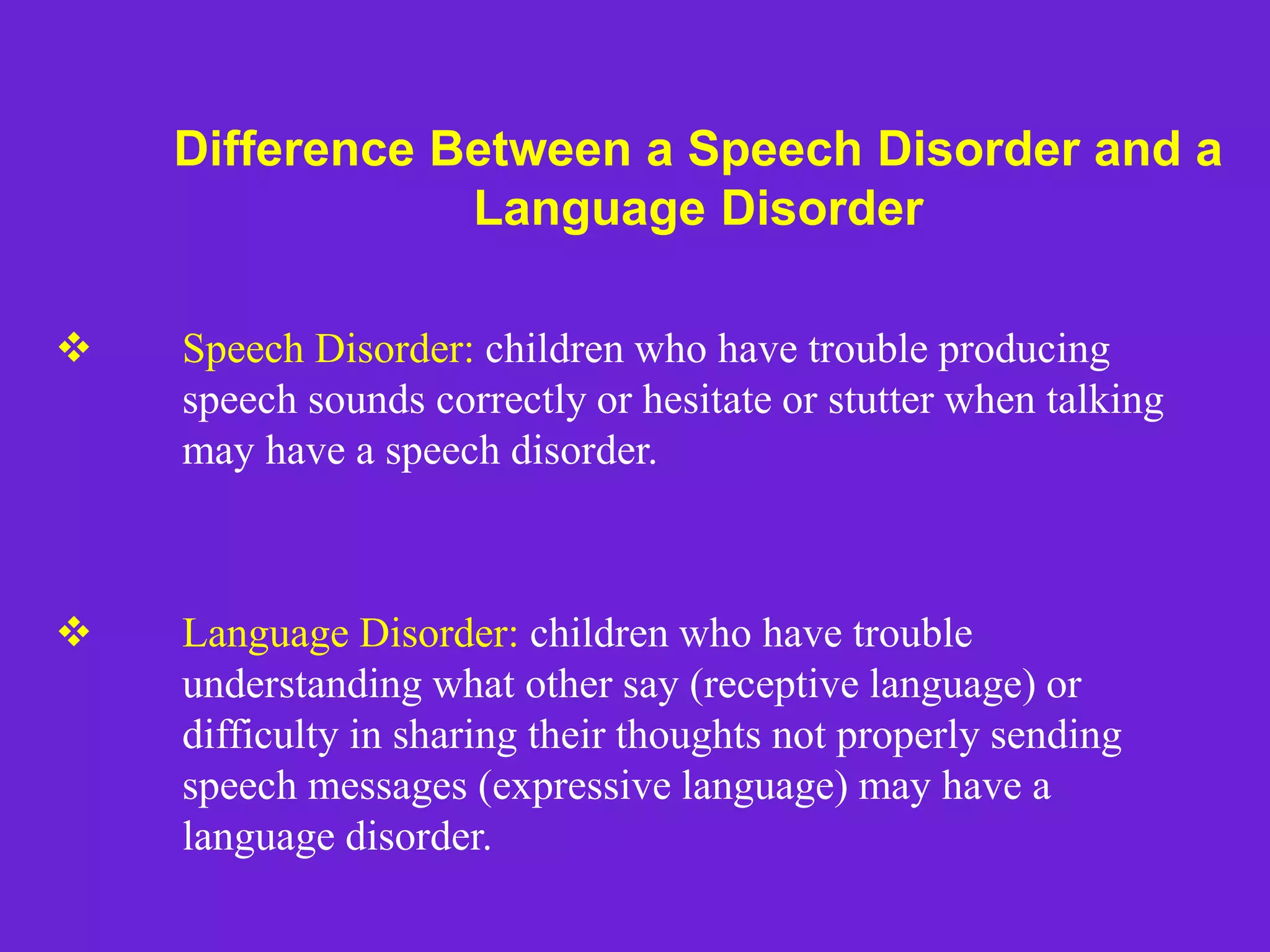 Development & etiology of speech & language disorders | PPT