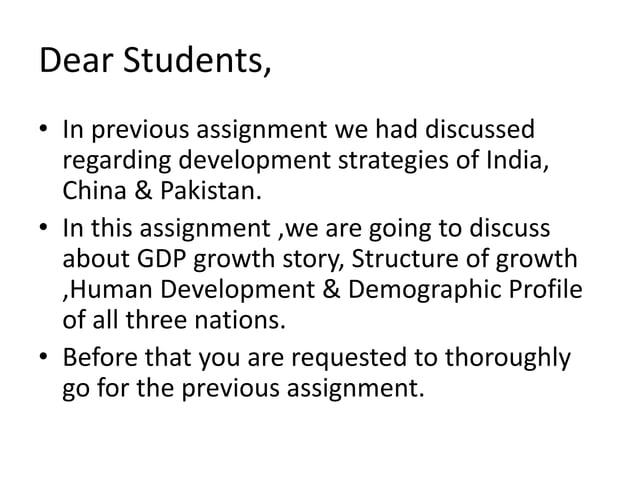 Development Experience of India,China and Pakistan (part 2) | PPTX