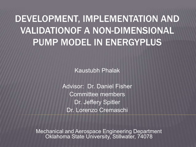 Development, implementation and validation of a non dimensional pump model in energy plus | PPT