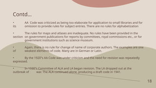Development in Catalogue Code in library science | PPT