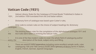 Development in Catalogue Code in library science | PPT