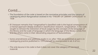 Development in Catalogue Code in library science | PPTX