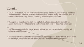 Development in Catalogue Code in library science | PPT