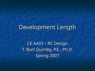 Development Length of reinforcement for construction project | PPT