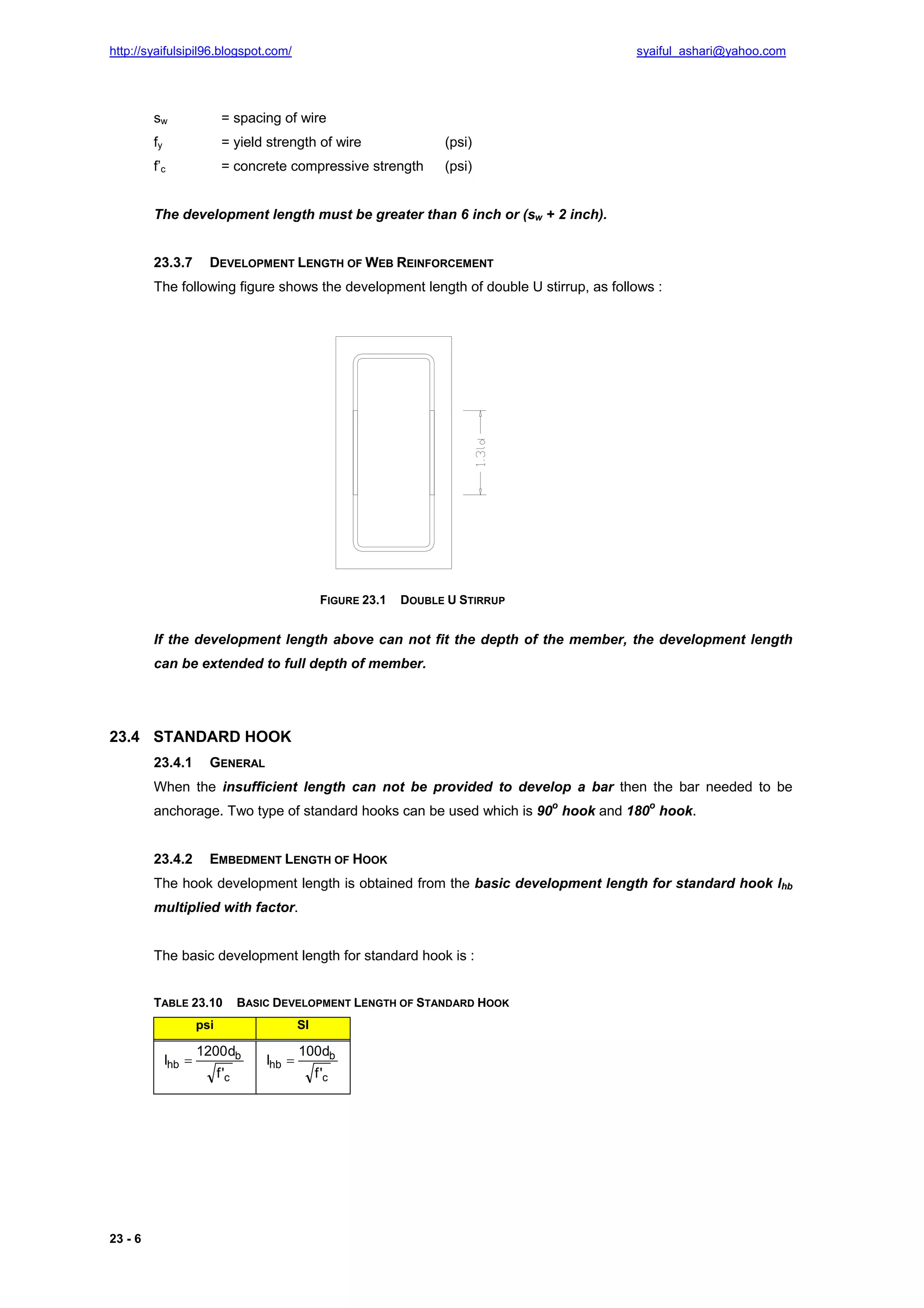 Development Length Hook Splice Of Reinforcements | PDF