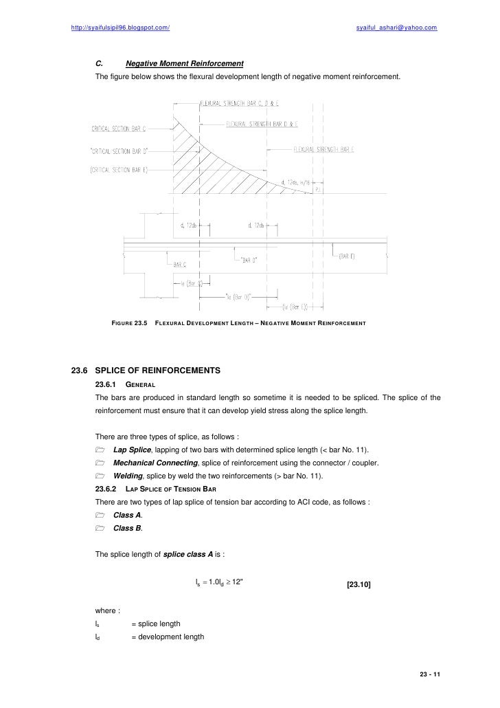 Development Length Hook Splice Of Reinforcements