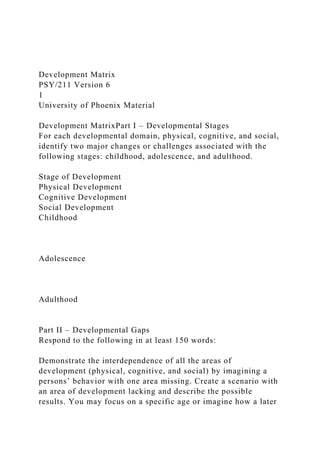 Development MatrixPSY211 Version 61University of Phoenix .docx ...