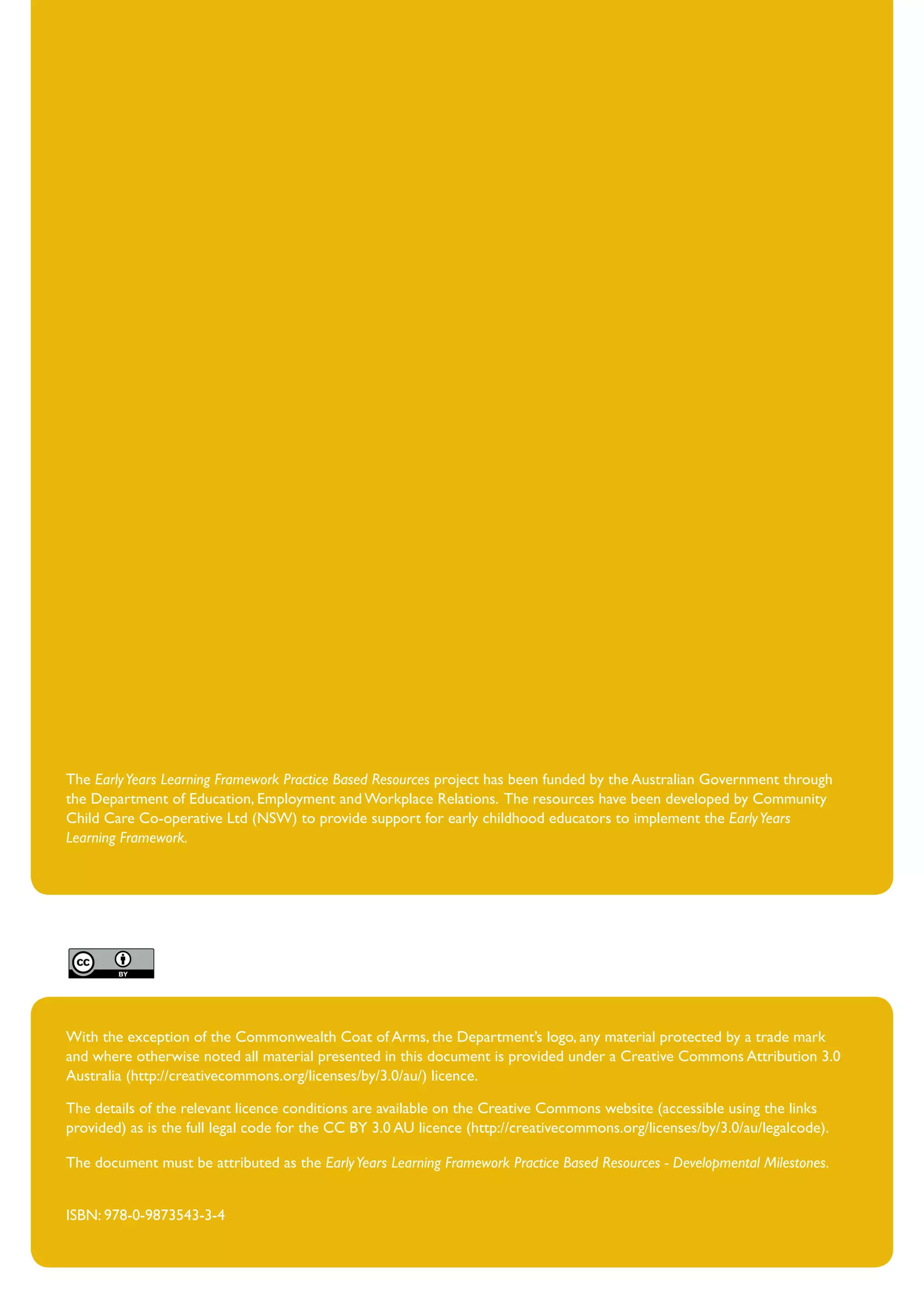 Development milestones and the early years learning framework and the ...