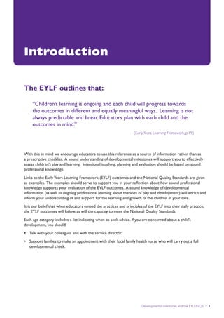 Development milestones and the early years learning framework and the ...