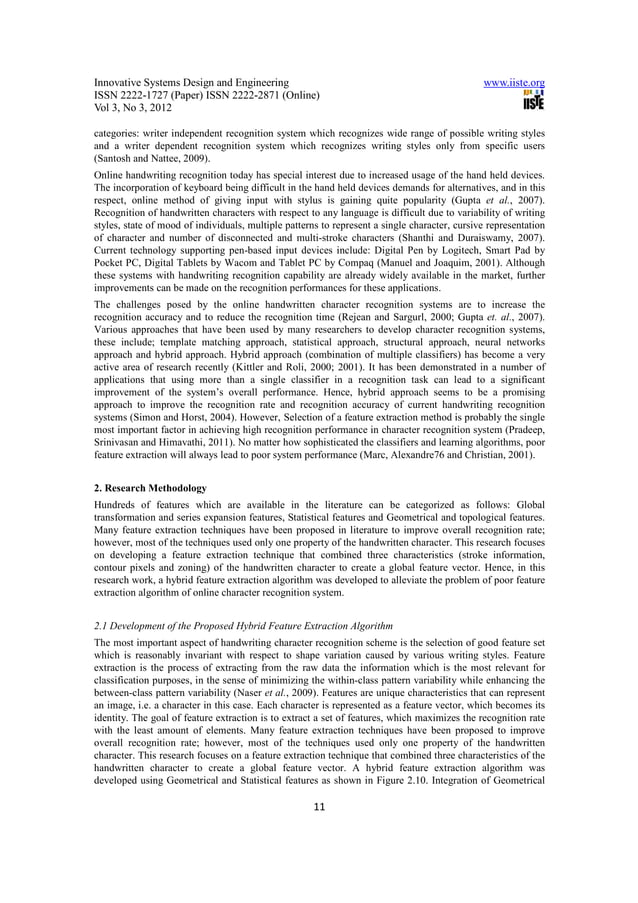 Development Of A Feature Extraction Technique For Online Character Recognition System Pdf