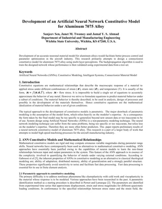 Development of an artificial neural network constitutive model for aluminum 7075 alloy | PDF