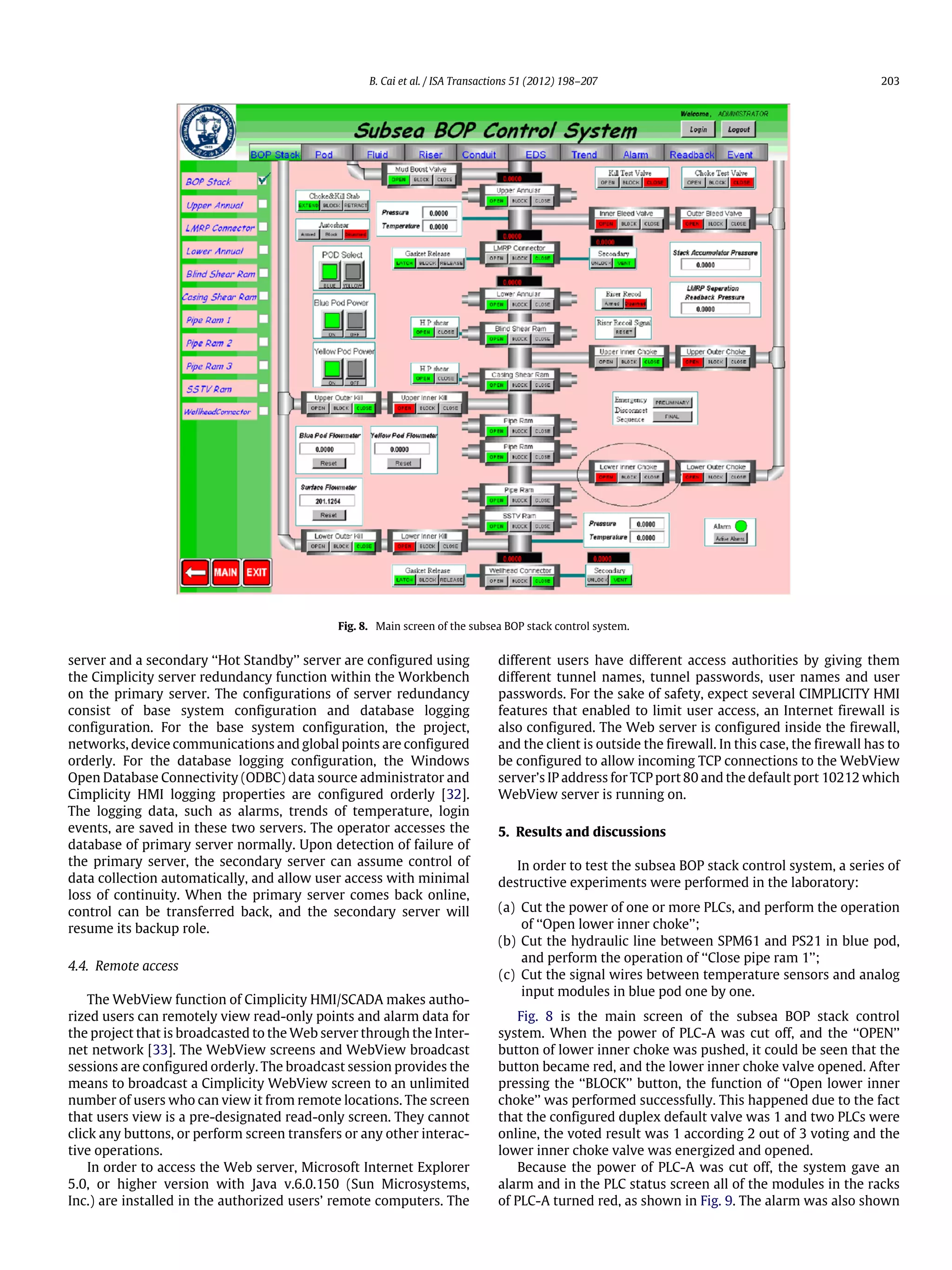 Development of an automatic subsea blowout preventer stack control system using plc based scada ...
