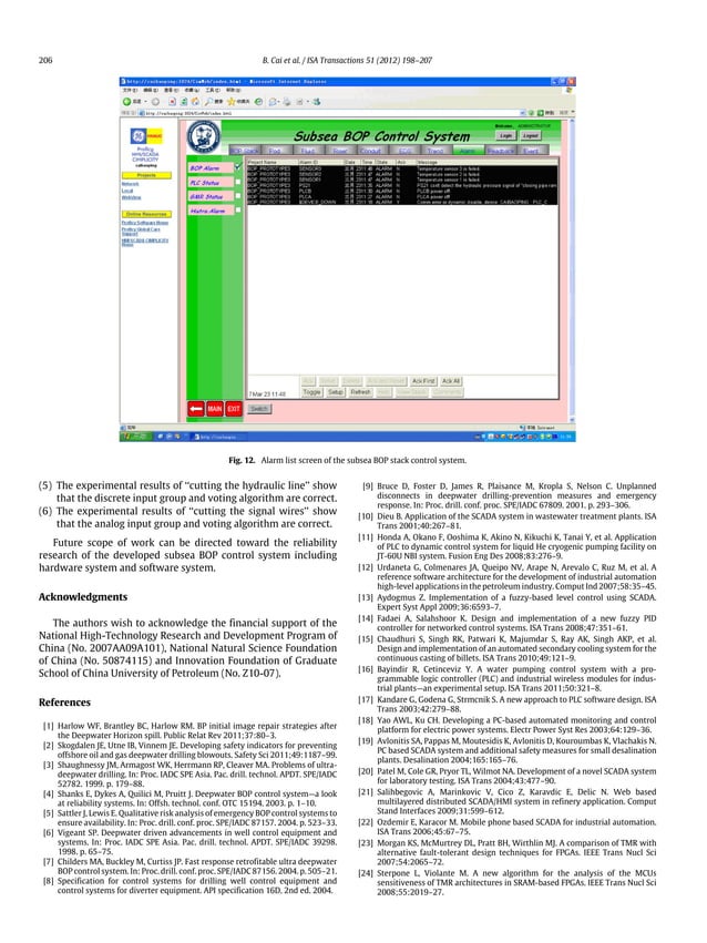 Development of an automatic subsea blowout preventer stack control system using plc based scada ...