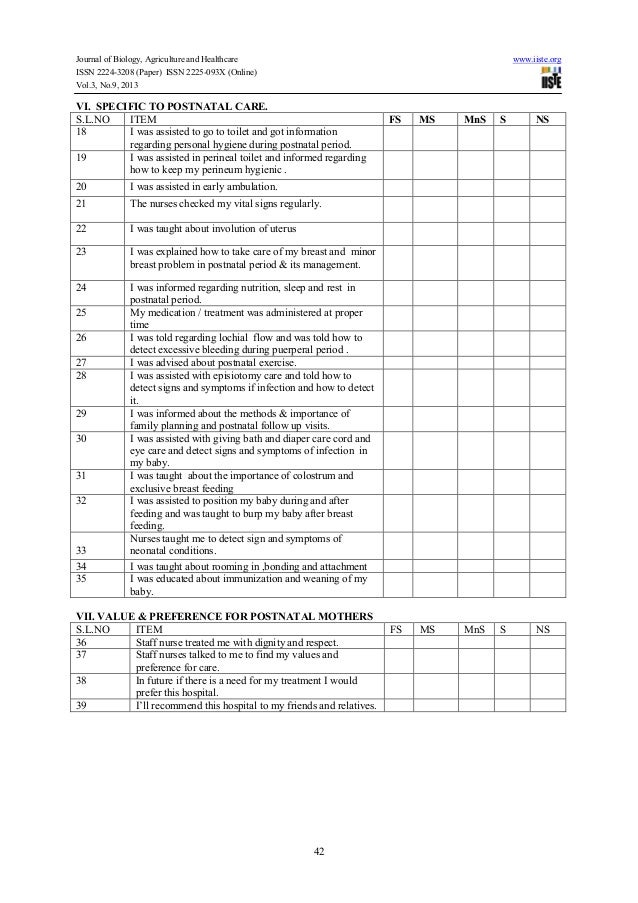 Development of a new tool for evaluating postnatal mother’s satisfact…