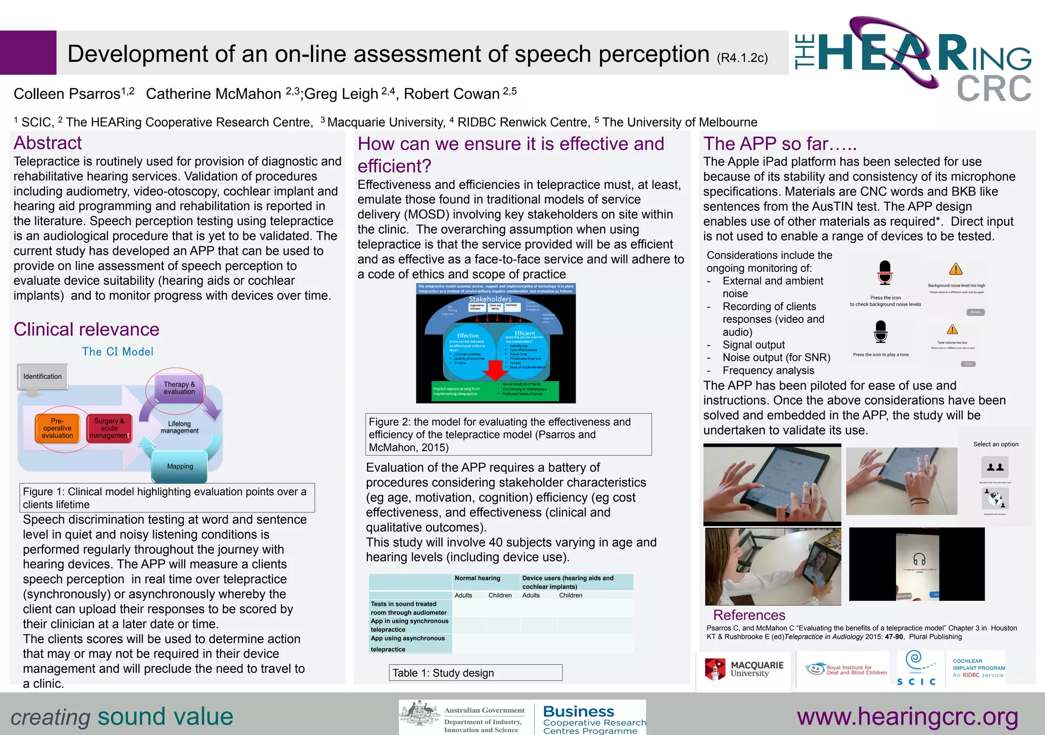 Development of an on-line assessment of speech perception - HEARing CRC ...