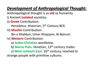 Development of anthropological thought | PPTX