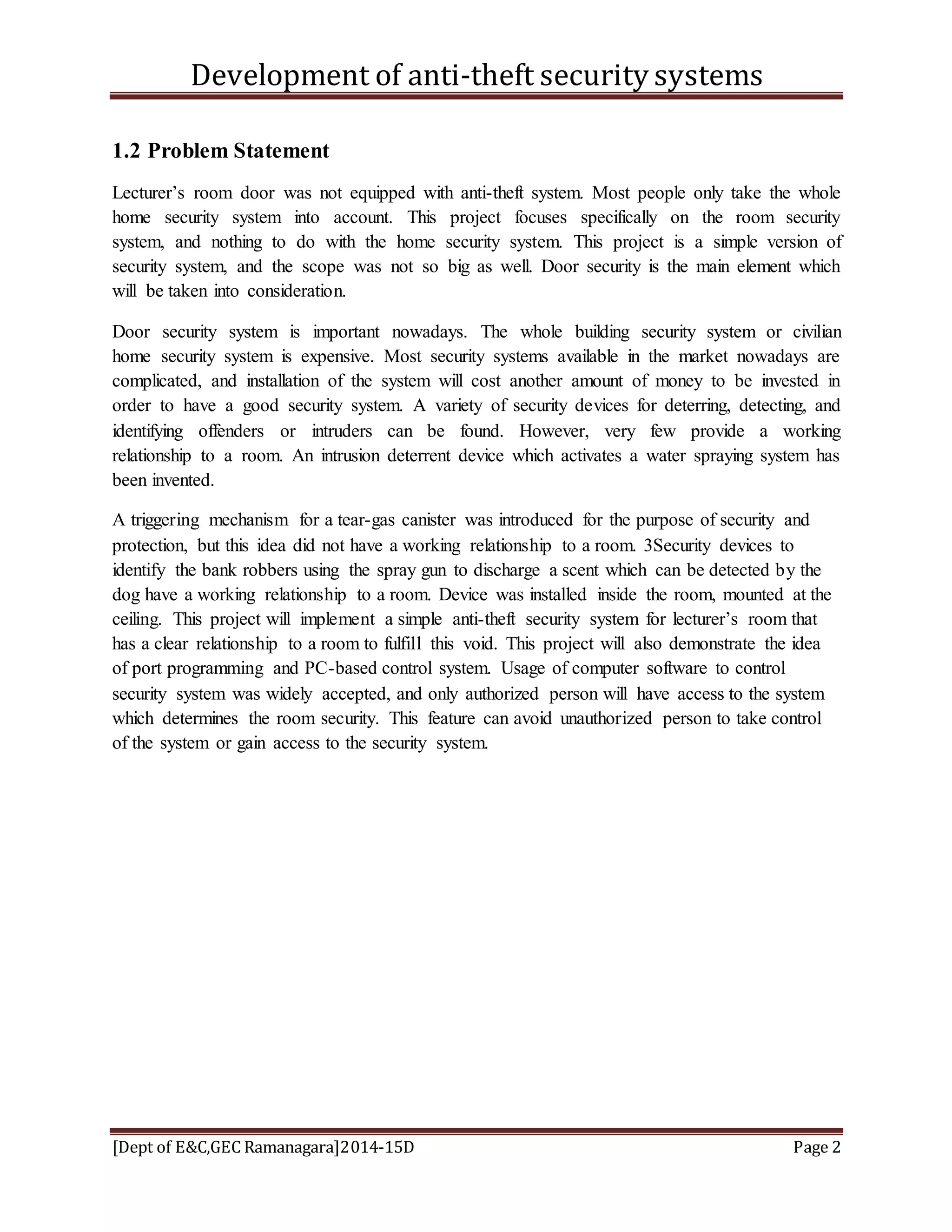 Development of anti theft security system | DOCX